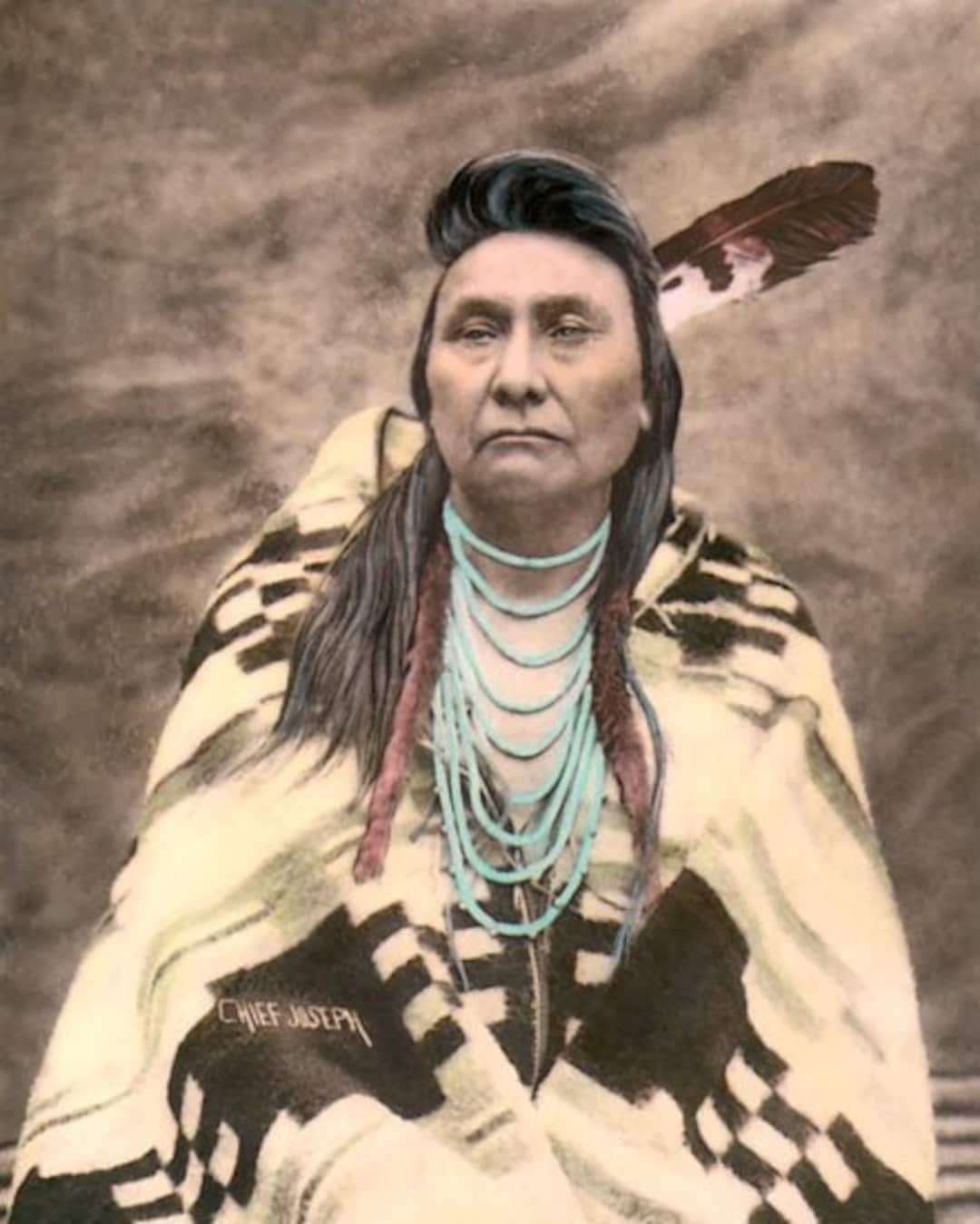 Chief Joseph Nez Perce Tinted Reproduction Image 8 X 10 on 8 1/2 X 11 ...
