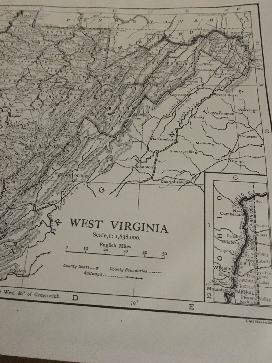 West Virginia Vintage Map 8 1/2 X 11 Approx . Circa 1933. - Etsy