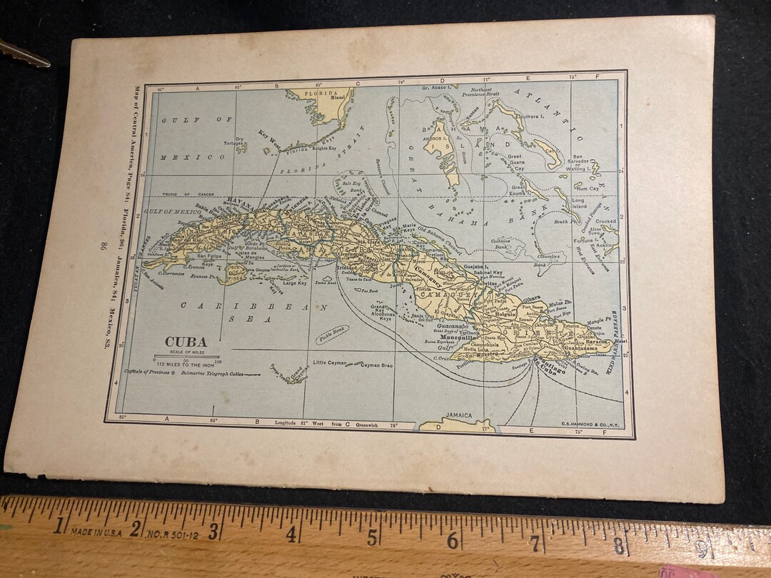Cuba Map Book Page Print Colored Original 1930s 9 X 7 Wall - Etsy