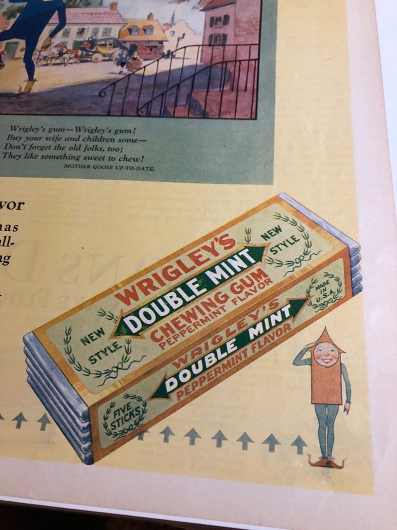 Wrigley's Double Mint Gum Ad Circa 1927. Large Color Graphic 10 X 13 ...