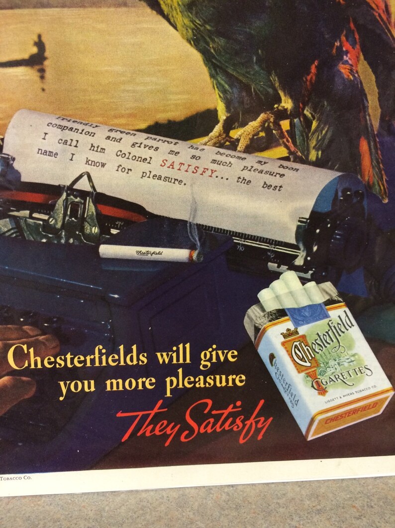 1937 Chesterfield Cigarette Ad Large 11x15 Approx. Great - Etsy