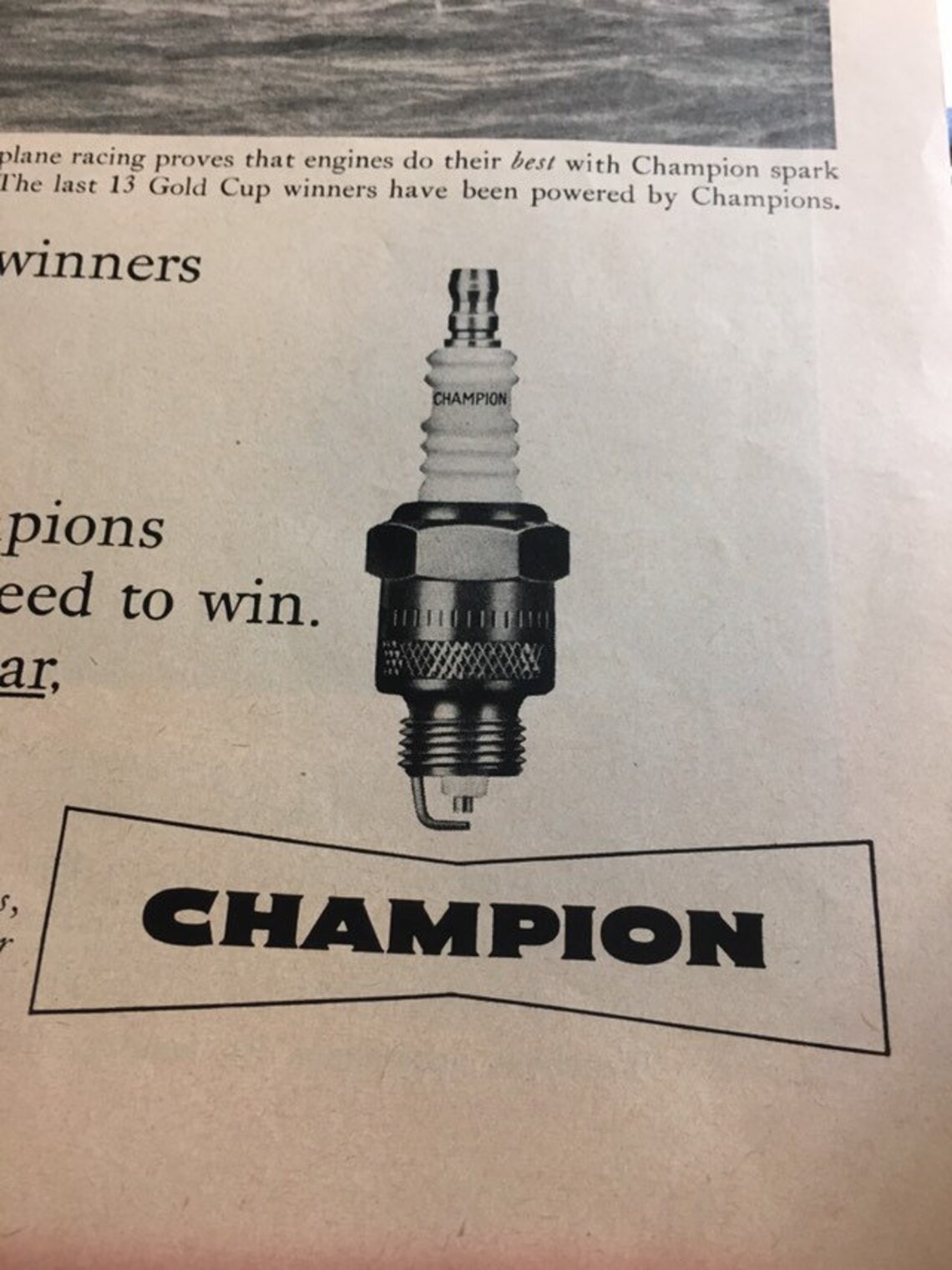 Champion Spark Plug Ad 1959 10 1/2 X 14 Large Graphic Ad Speed - Etsy
