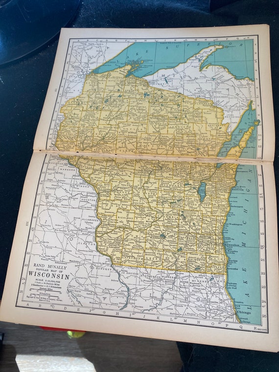 Wisconsin Vintage Map 10 X 14 Book Pages - Etsy
