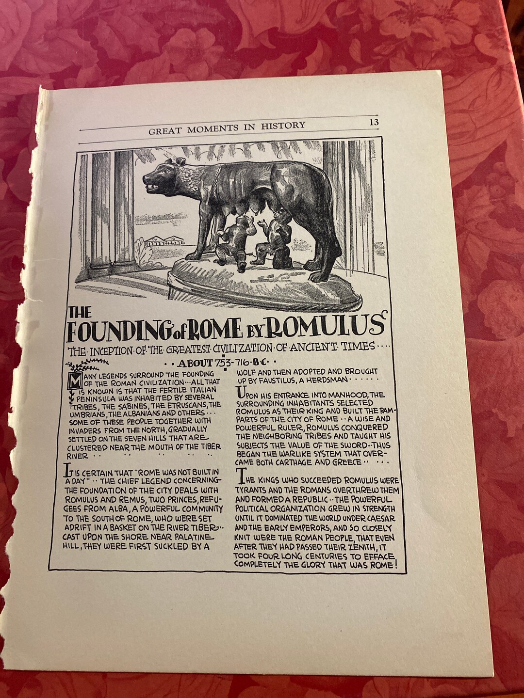 Vintage "founding of Rome" Book Page Art Print (7x10) - Etsy