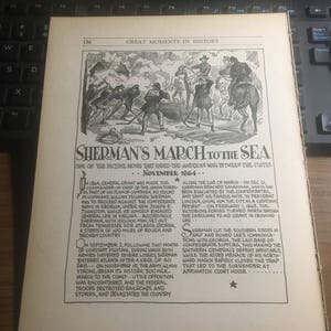 Shermans March to the Sea 1864. 1933 Book Page History Print ...