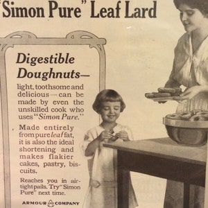 Armour's Simon Pure Leaf Lard Print Ad Circa 1915. 6 1/2 X 9 1/2. - Etsy