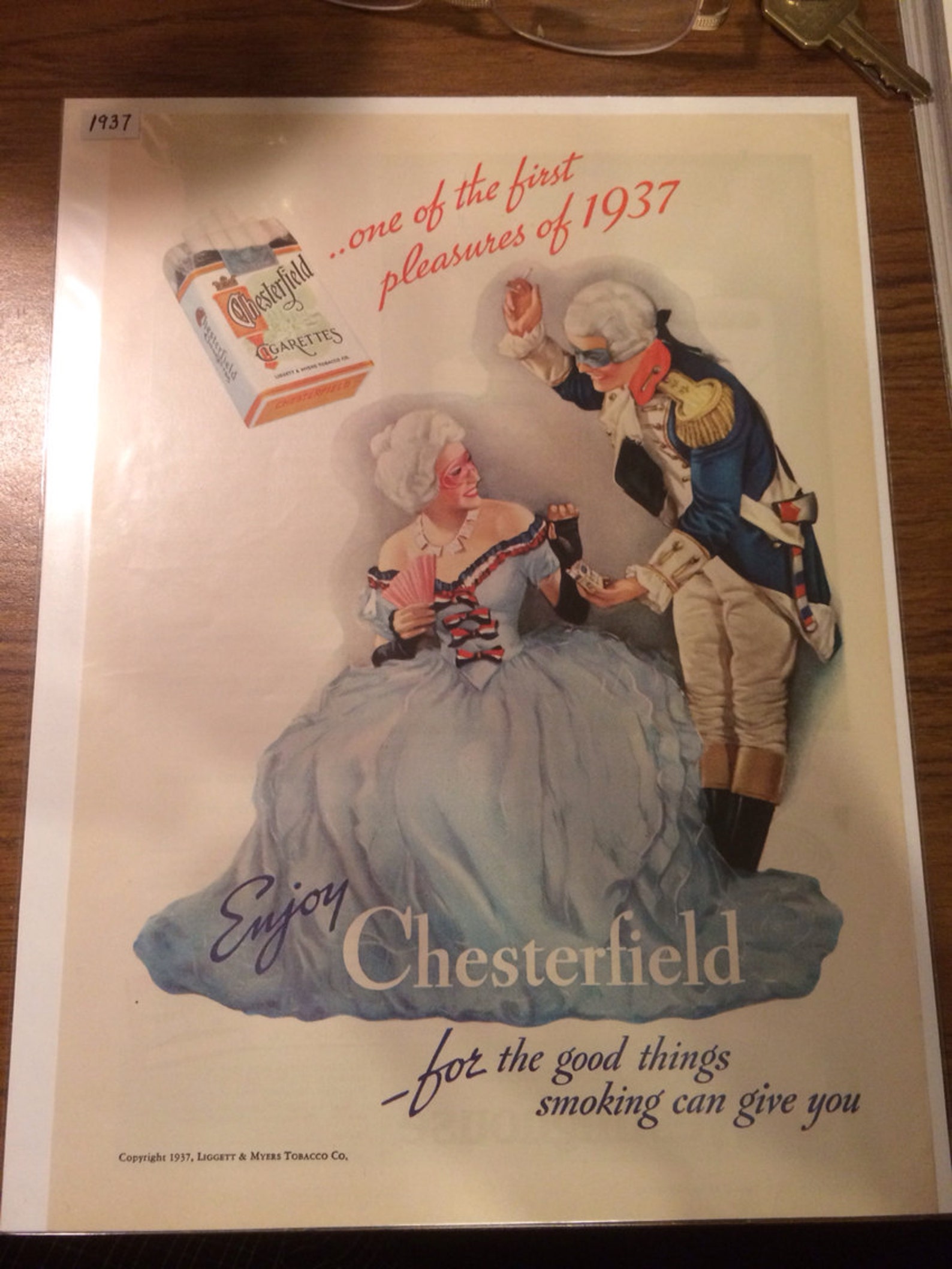 1937 Chesterfield Cigarettes Ad Masquerade Colonial - Etsy