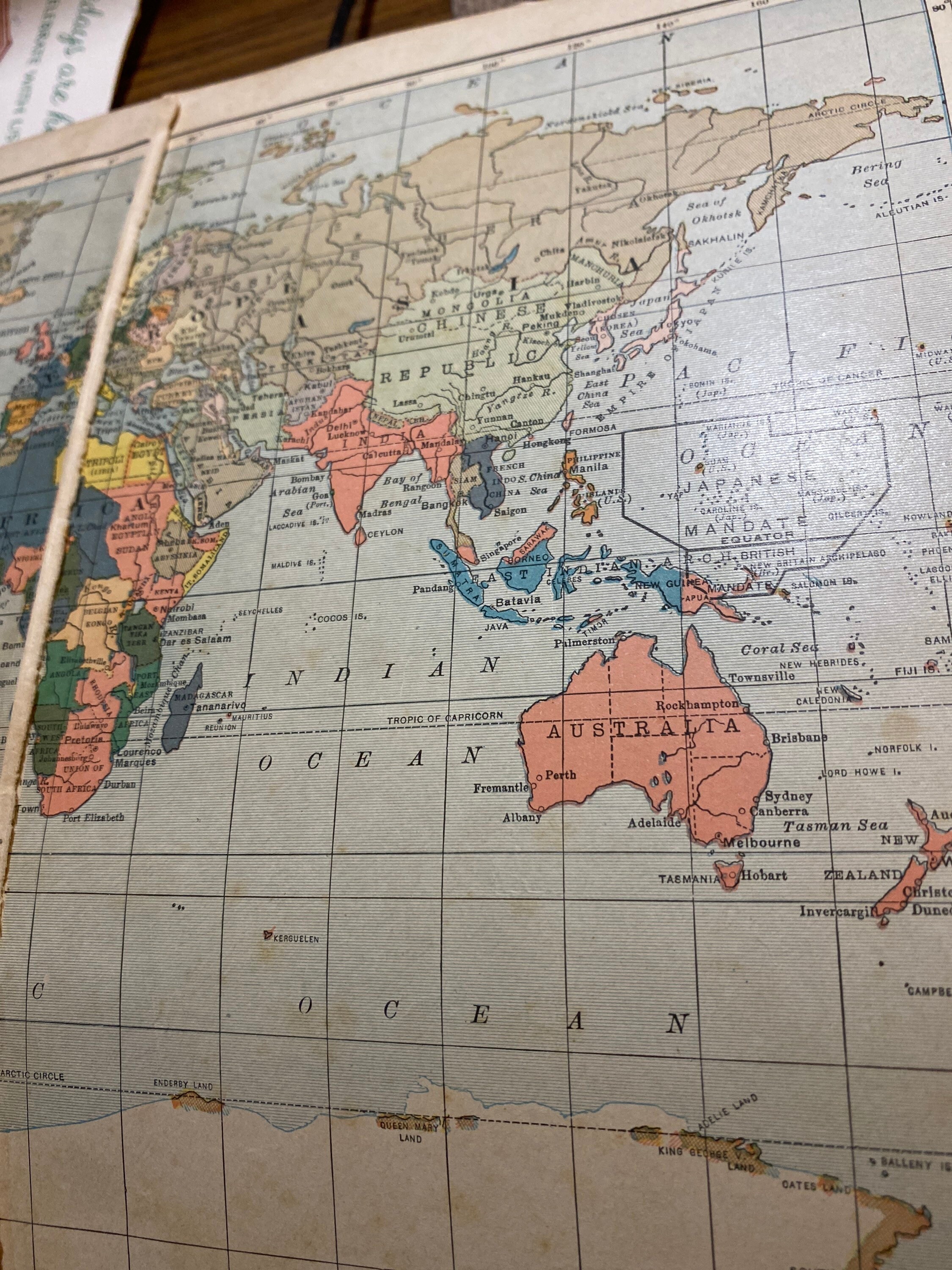 Map of the World Circa 1911 13 X 9 1/2 Two Book Pages. - Etsy