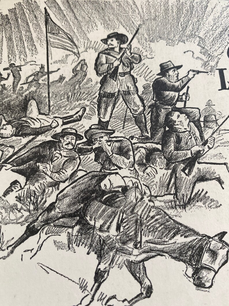Custer's Last Stand Vintage Book Page Art: Sitting Bull, June 25 1876 ...