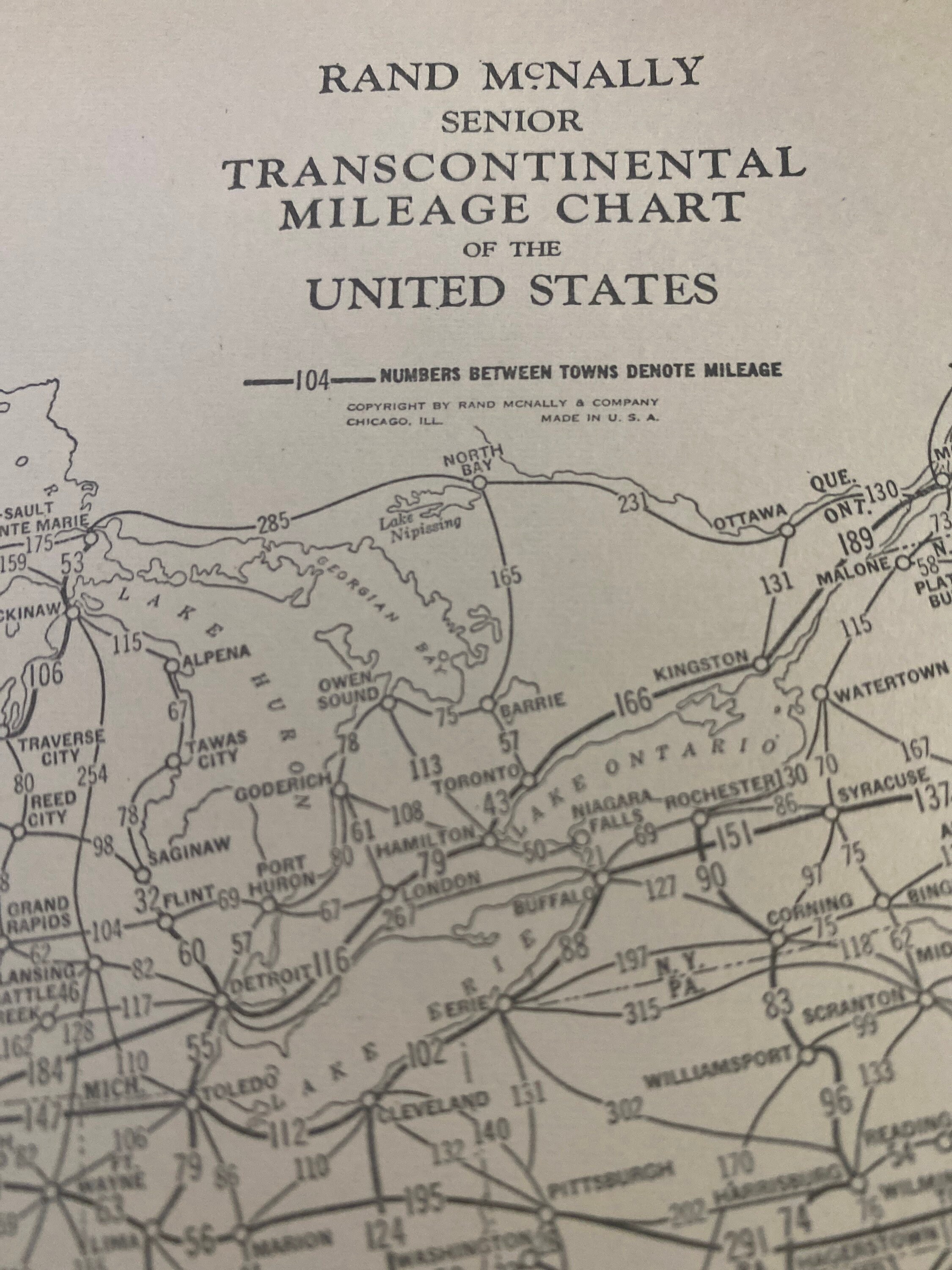 Transcontinental Mileage Chart of the United States Book Pages - Etsy