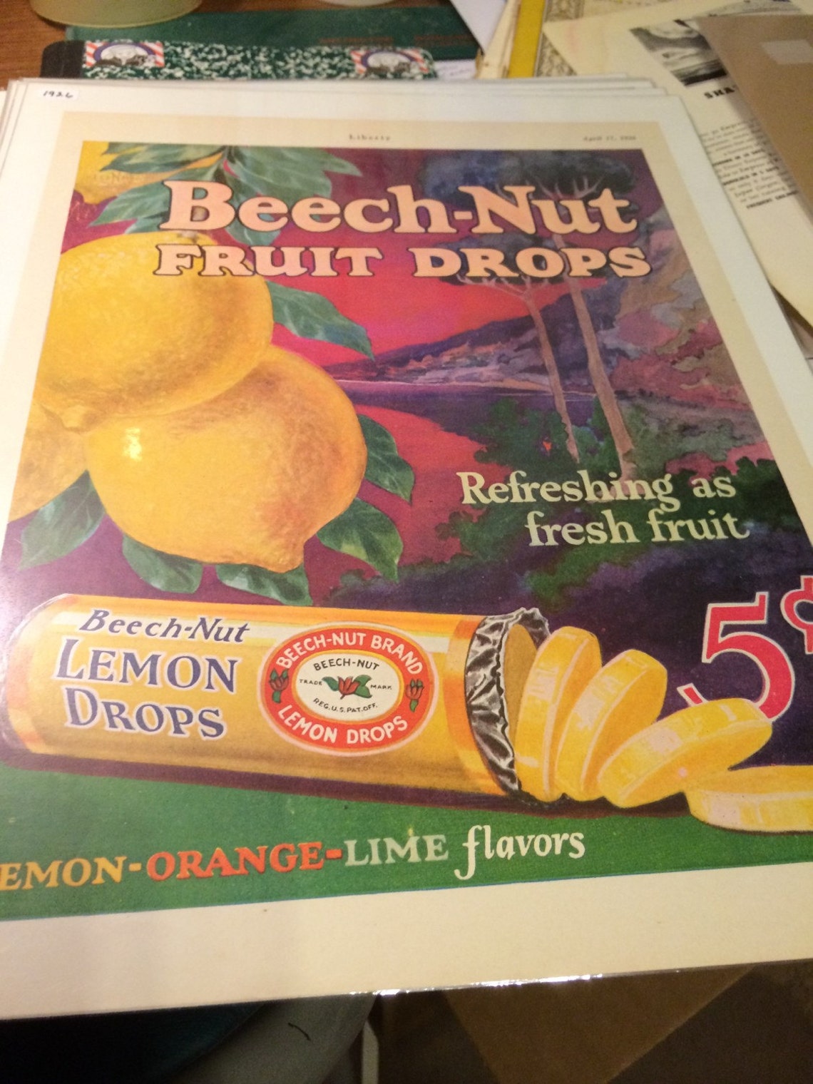 1926 Beech-nut Fruit Drops Graphic 13 X 10 Ad All Original and Colorful ...