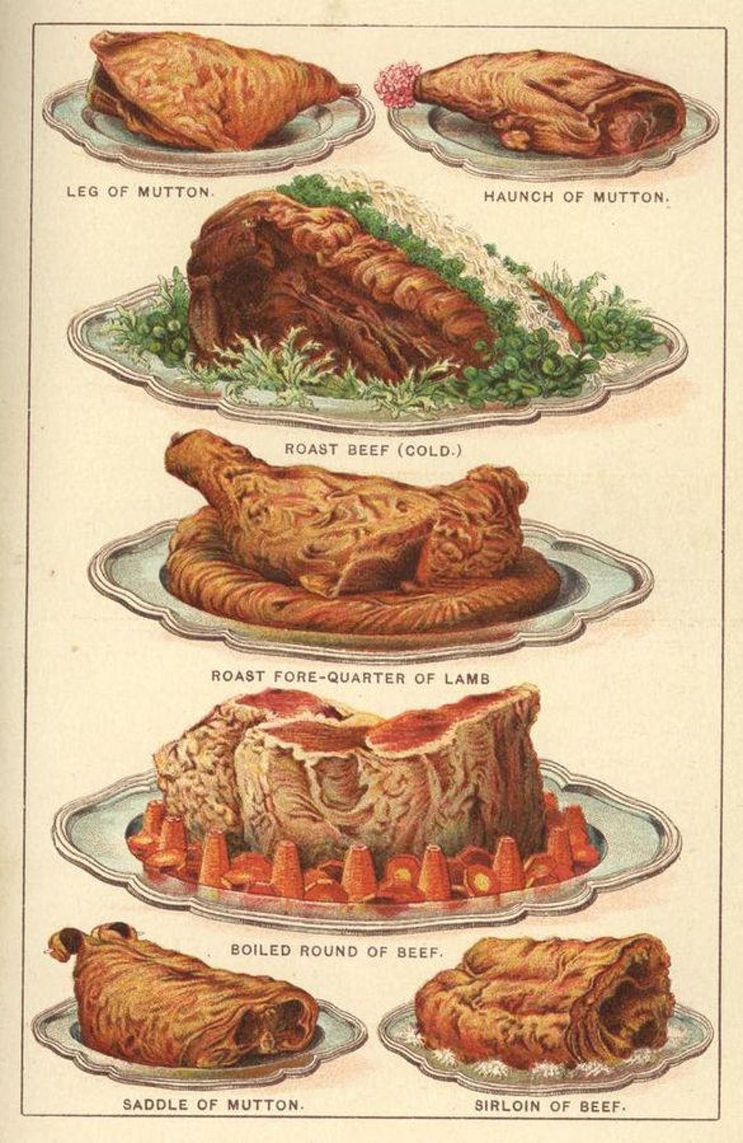 Cuts of Meat Frameable Art Kitchen 8 X 10 Print Reproduction Image ...