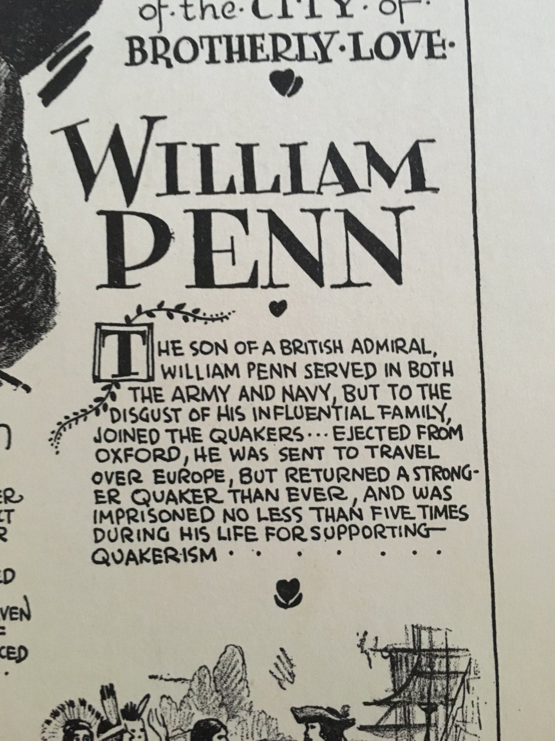 William Penn. the Founder of the City of Brotherly Love. 7 X 11 Great ...