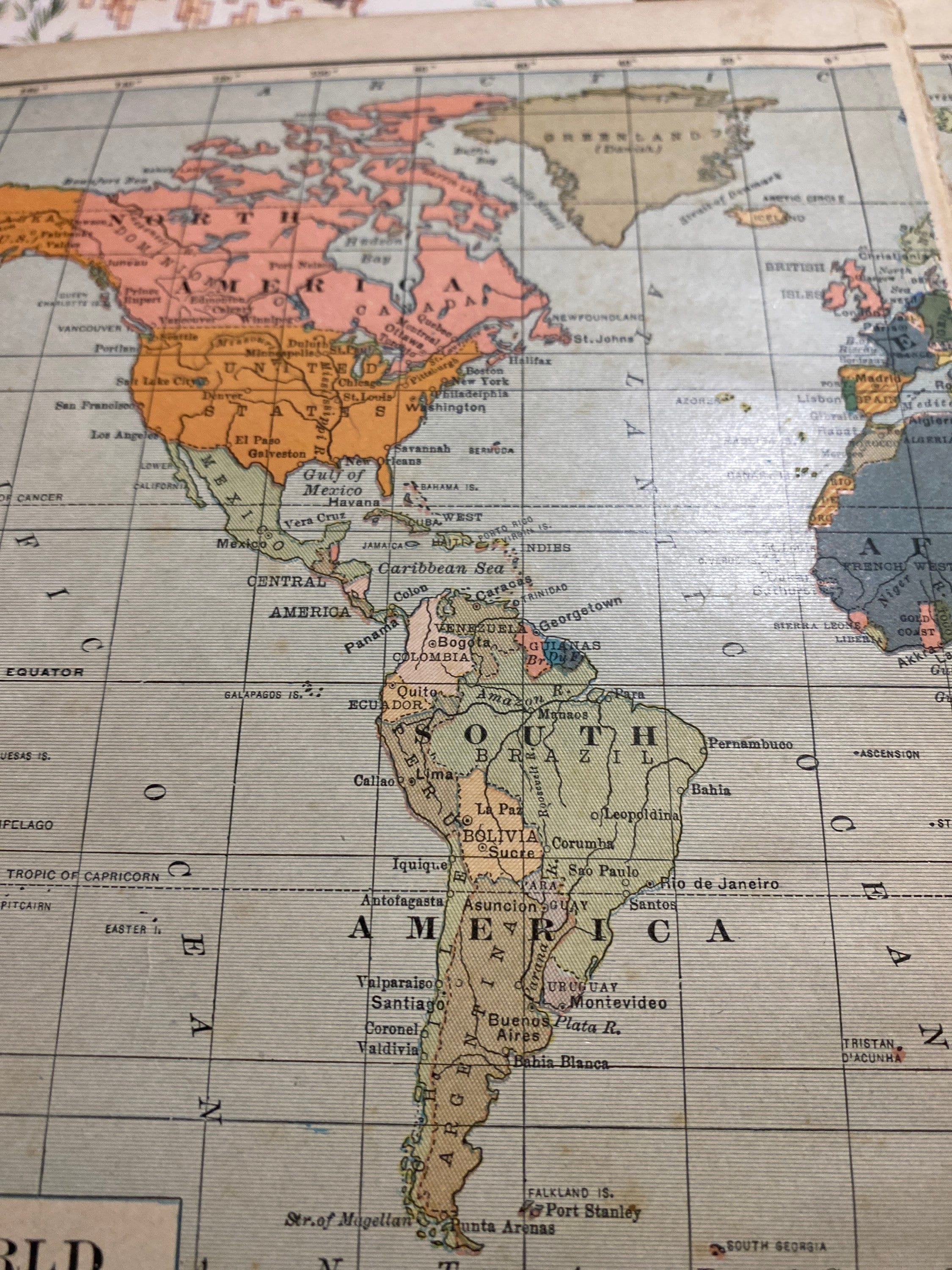 Map of the World Circa 1911 13 X 9 1/2 Two Book Pages. - Etsy