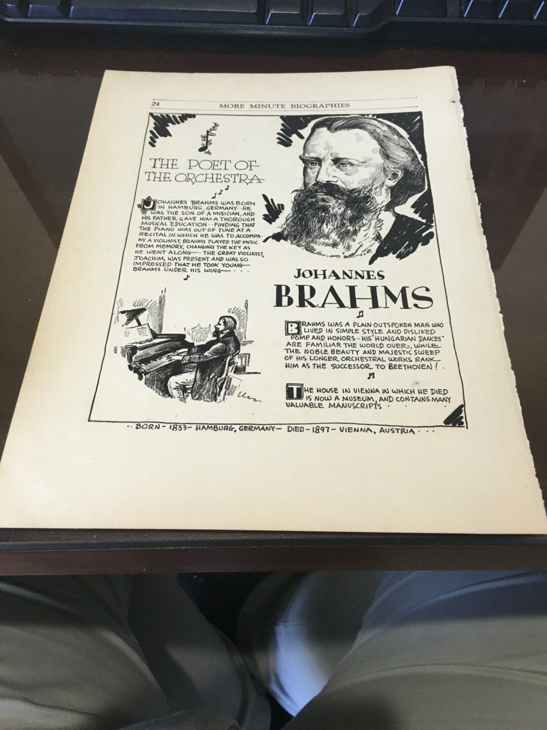 Johannes Brahms the Poet of the Orchestra . 7 X11 Great for Framing for ...