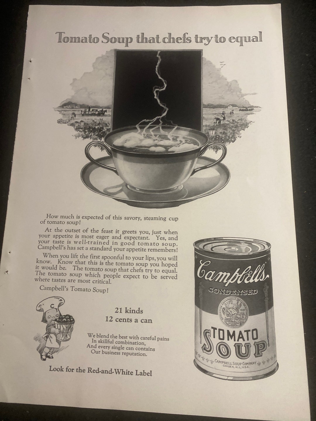 Publicité de soupe aux tomates Campbell’s vers les années 1920 annonce ...