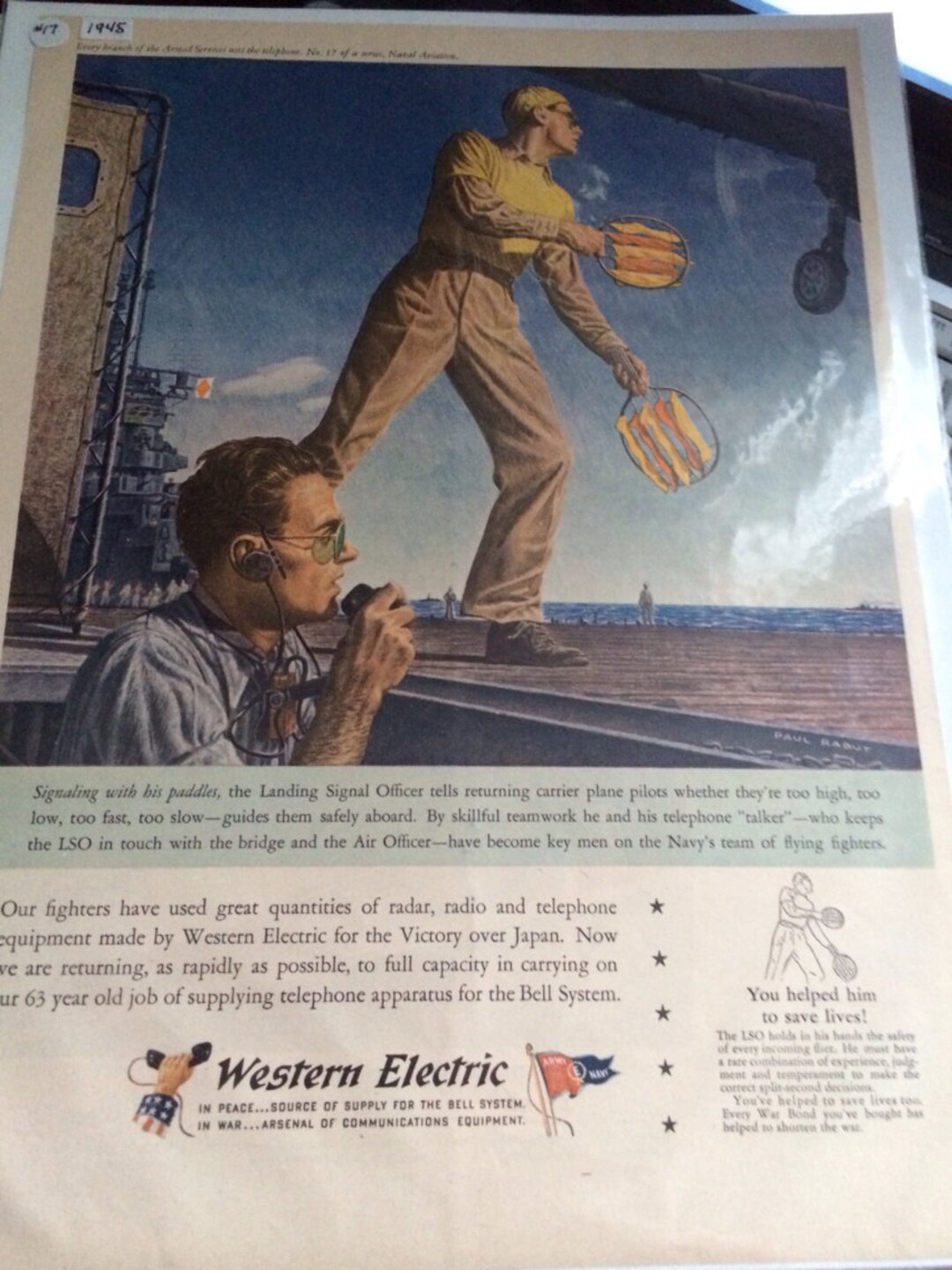 Western Electric WWII .paul Rubut Artist Military Ad 1943 - Etsy