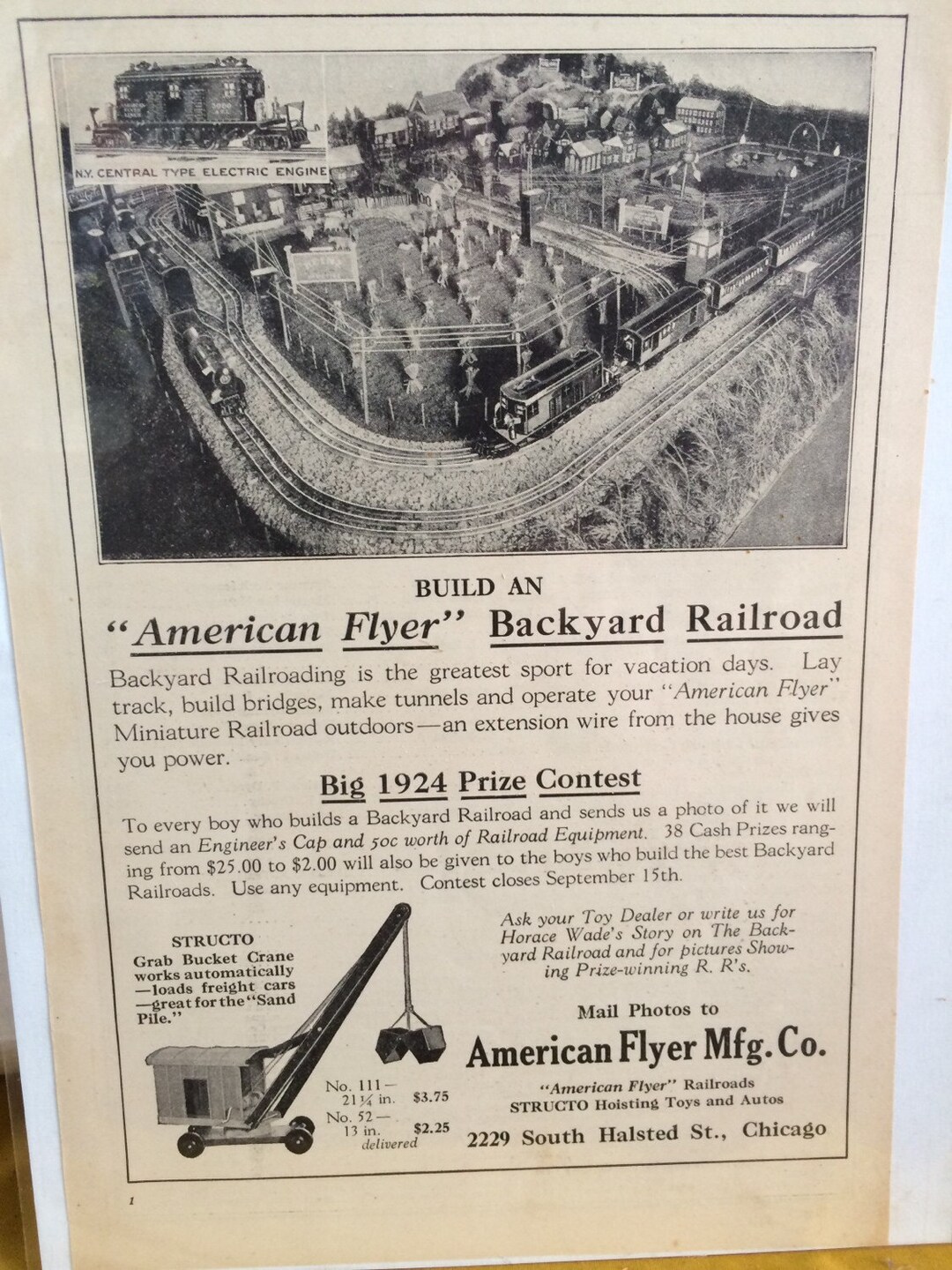1924 American Flyer Backyard Railroad Contest Ad - Etsy