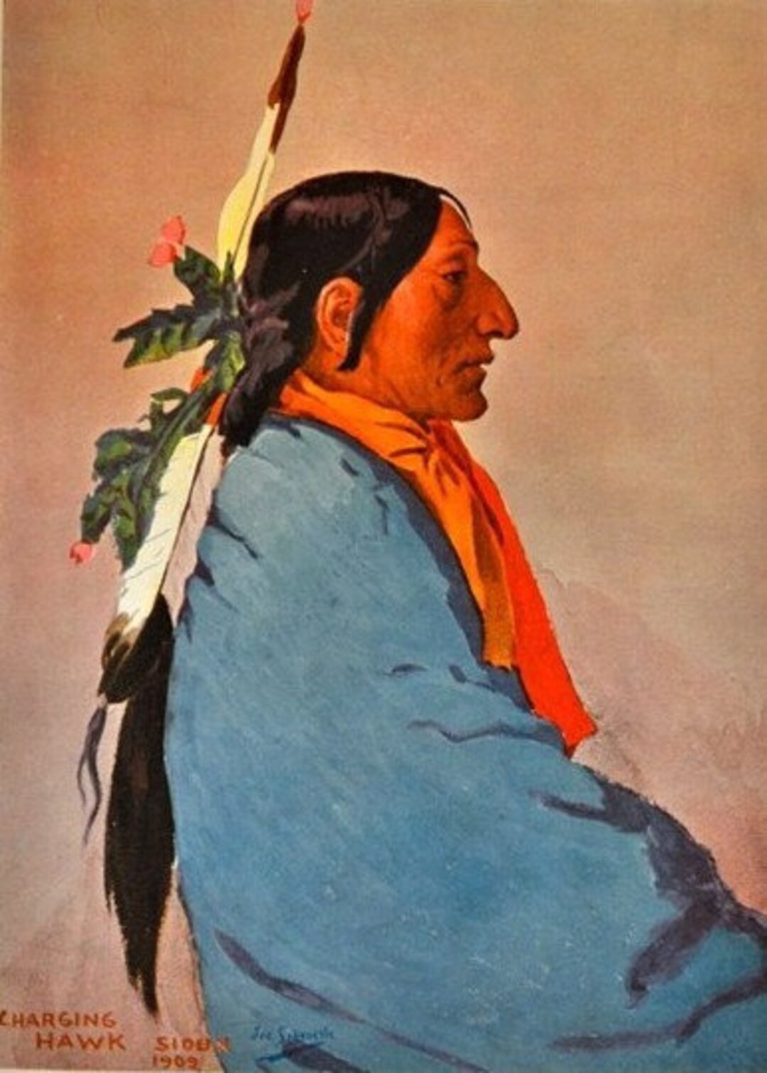 Chief Charging Hawk Sioux Indian Circa 1909 Image Art - Etsy
