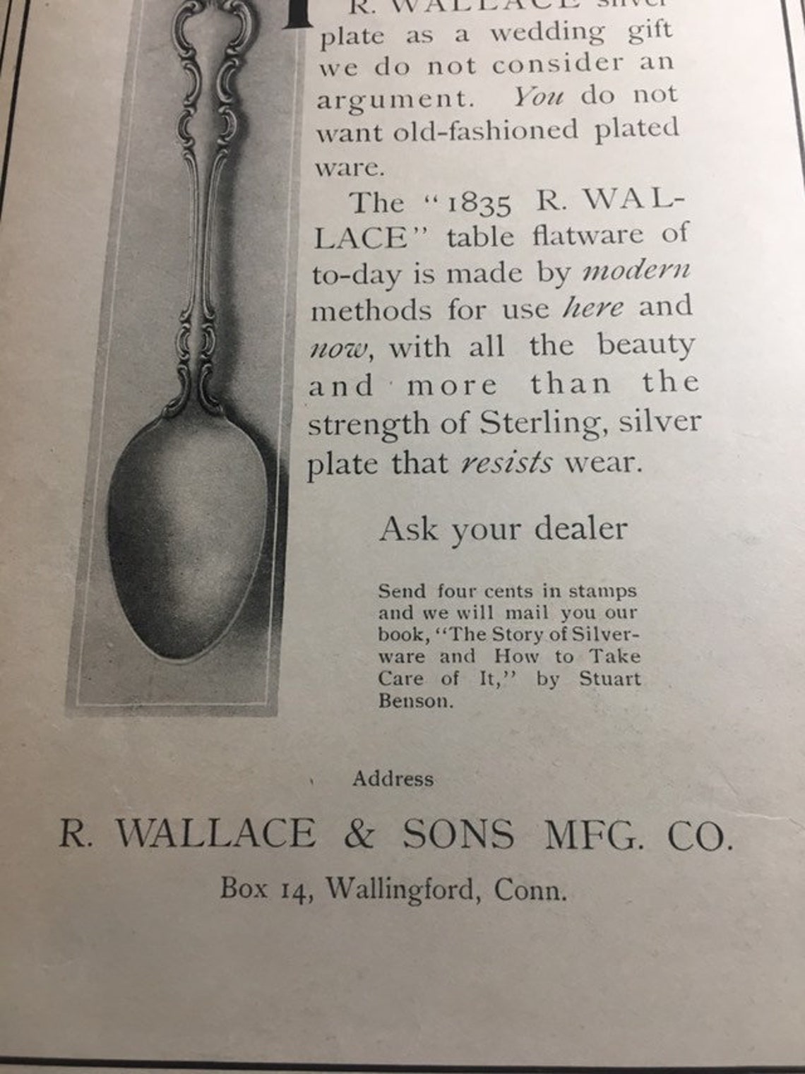 R Wallace and Sons MFG Co 1835 Silverplate Ad Wallingford Connecticut ...