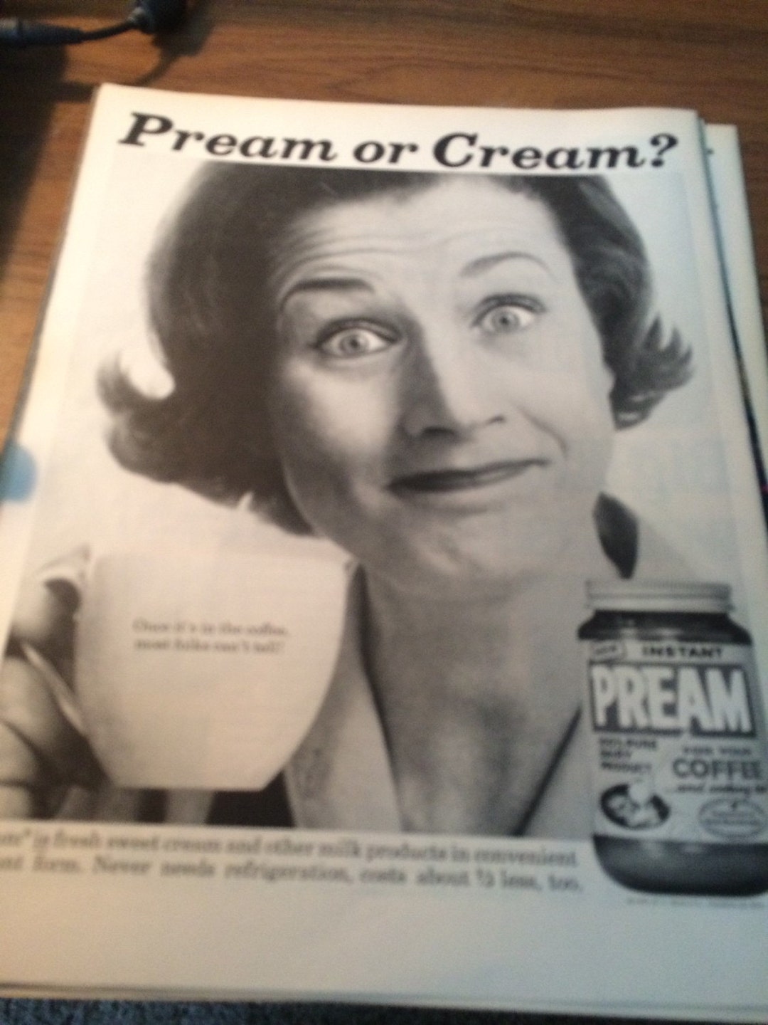 Pream Coffee Ad. 13 X 10 Vintage Print Ad. 1962 - Etsy