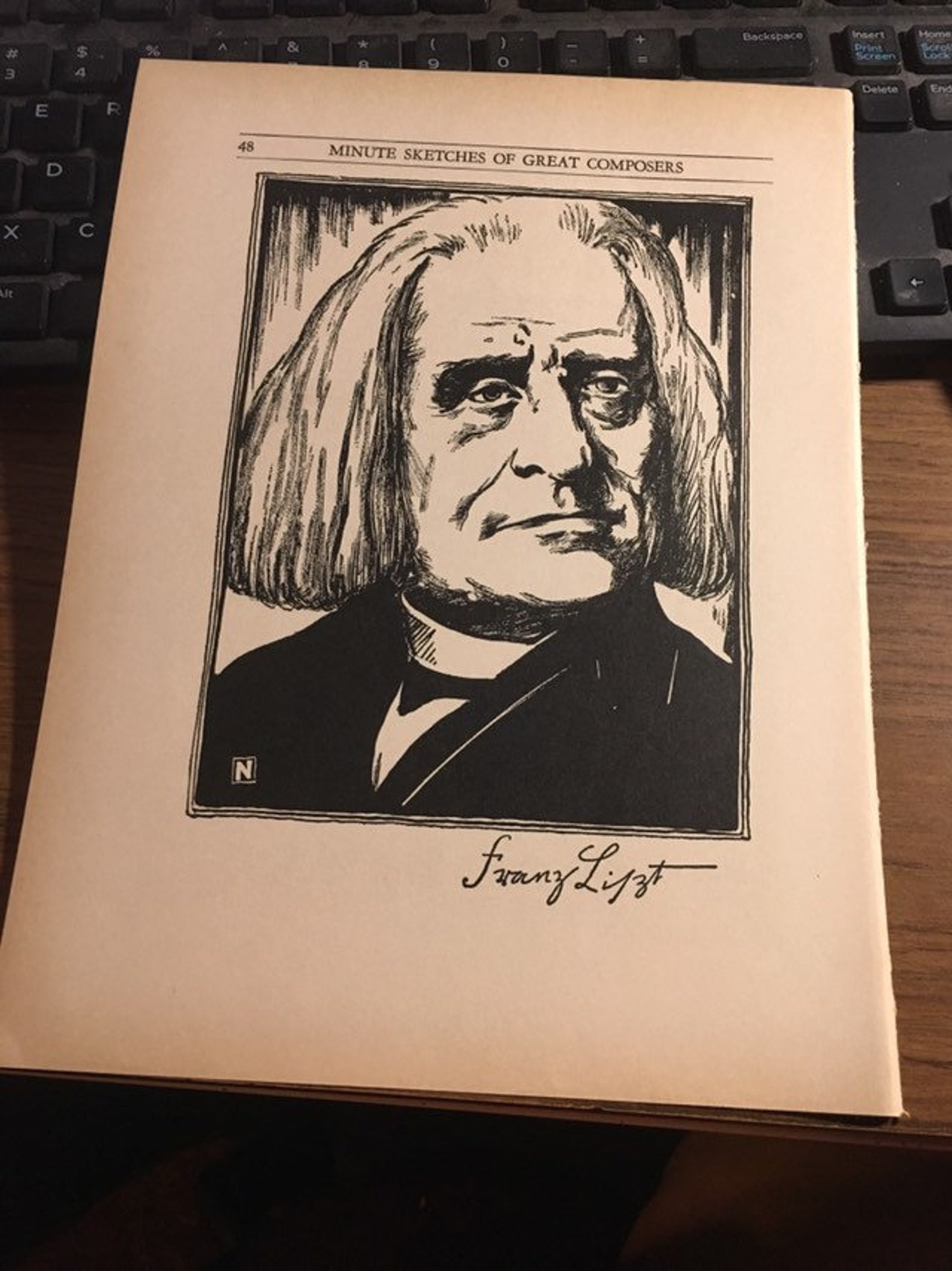 Franz Liszt Great Composer Book Page for Framing 7 1/2 X 10 - Etsy