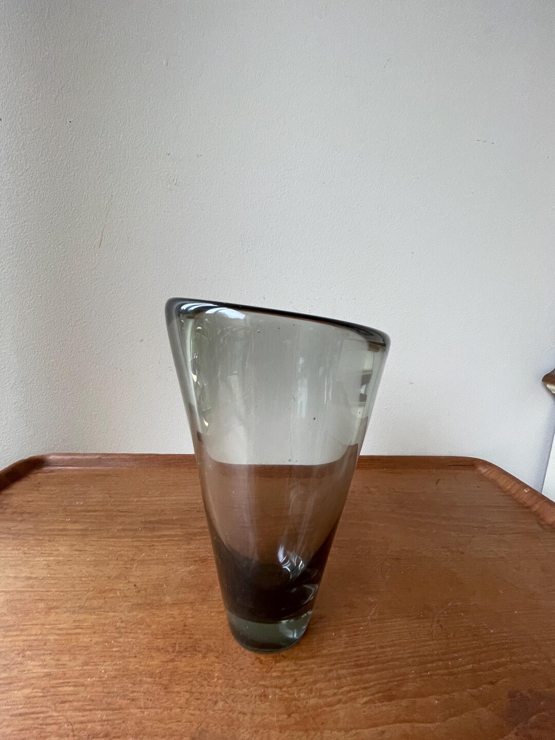 Vintage Holmegaard Smokey Grey Vase by per Lutken, Signed and Numbered ...