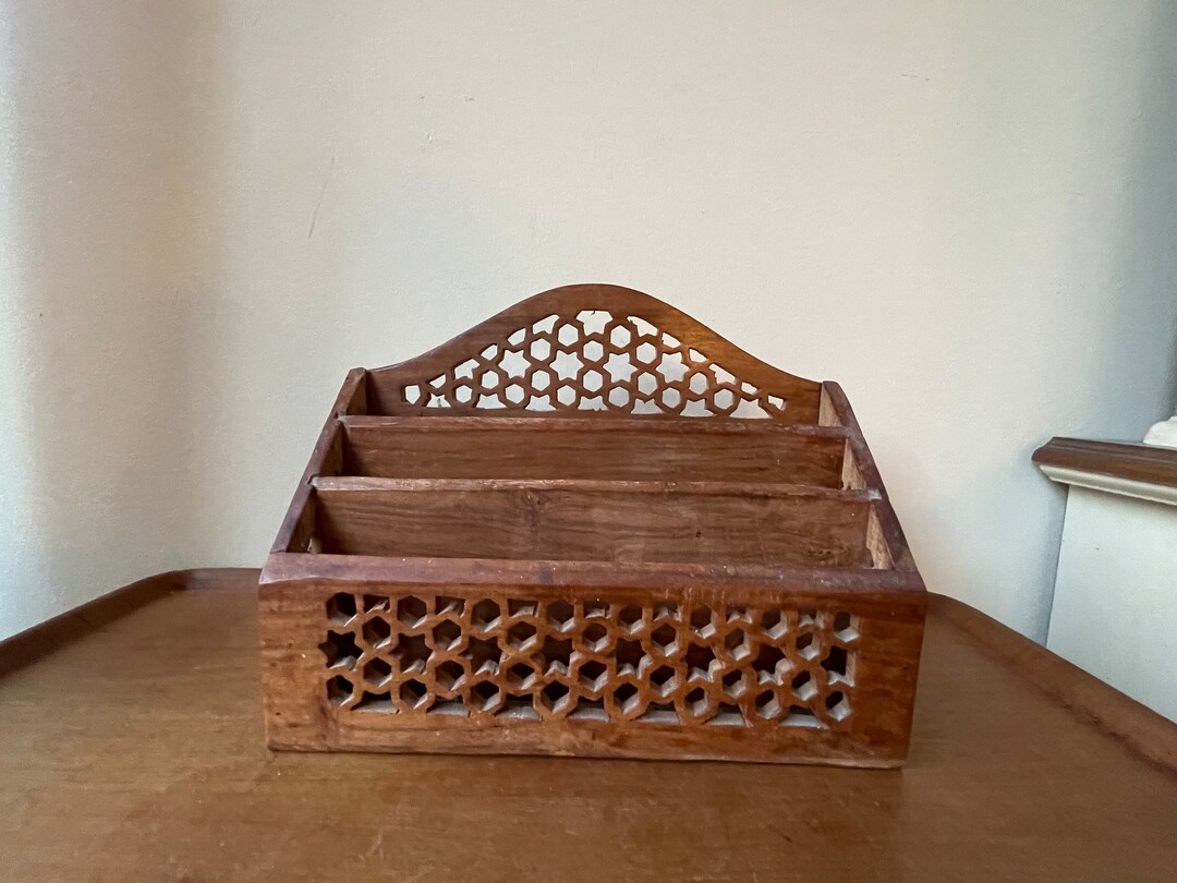 Vintage Wood Letter Mail Holder Desk Organizer Office Decor - Etsy