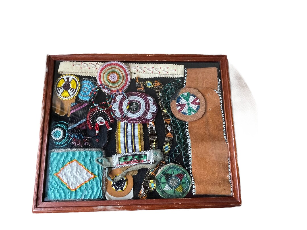 Vintage Canadian First Nation Beadwork Collection in Shadow Box ...