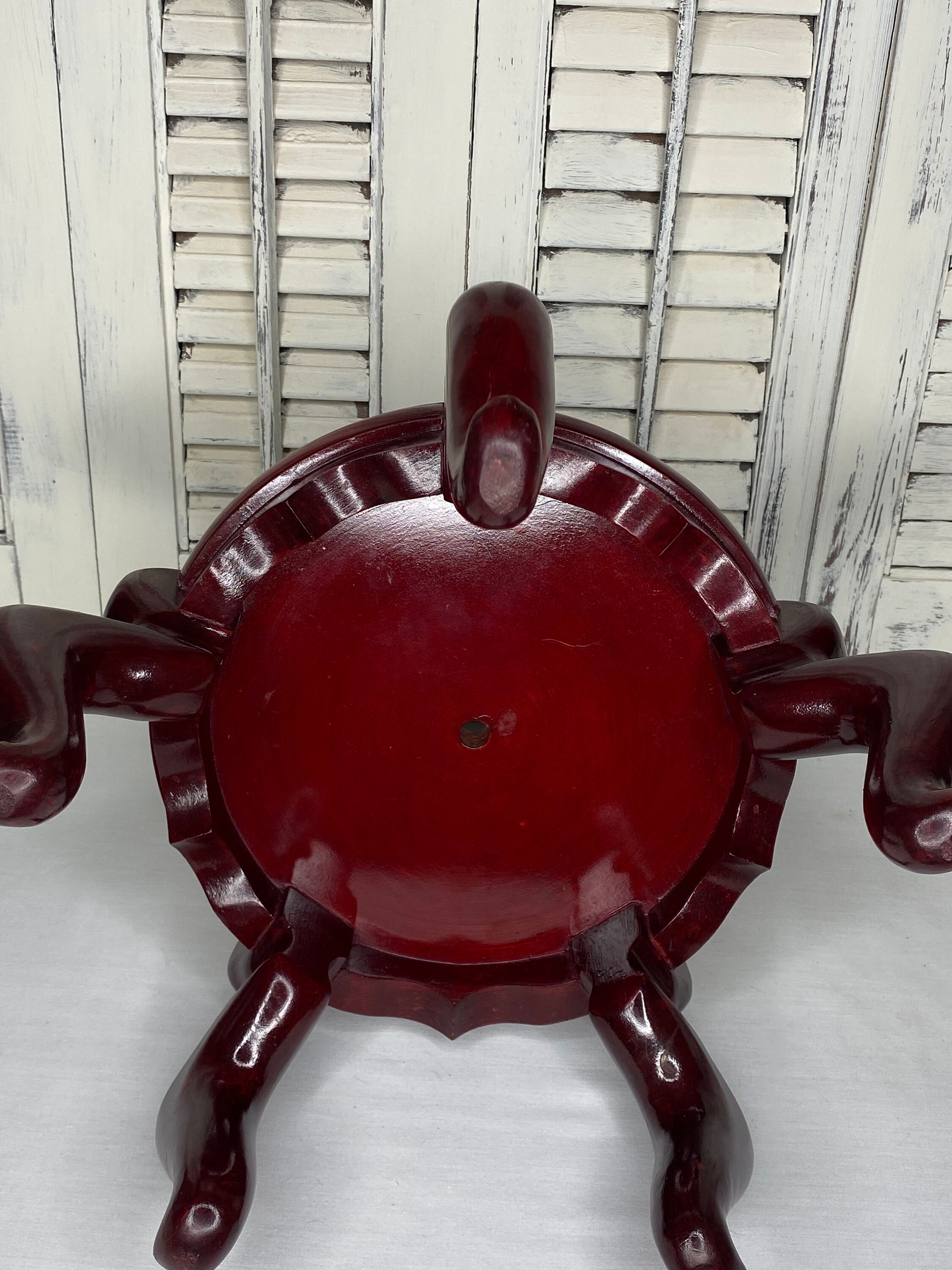 Large Chinese Display Stand Lacquered Wood Red Brown Asian Hand Craft ...