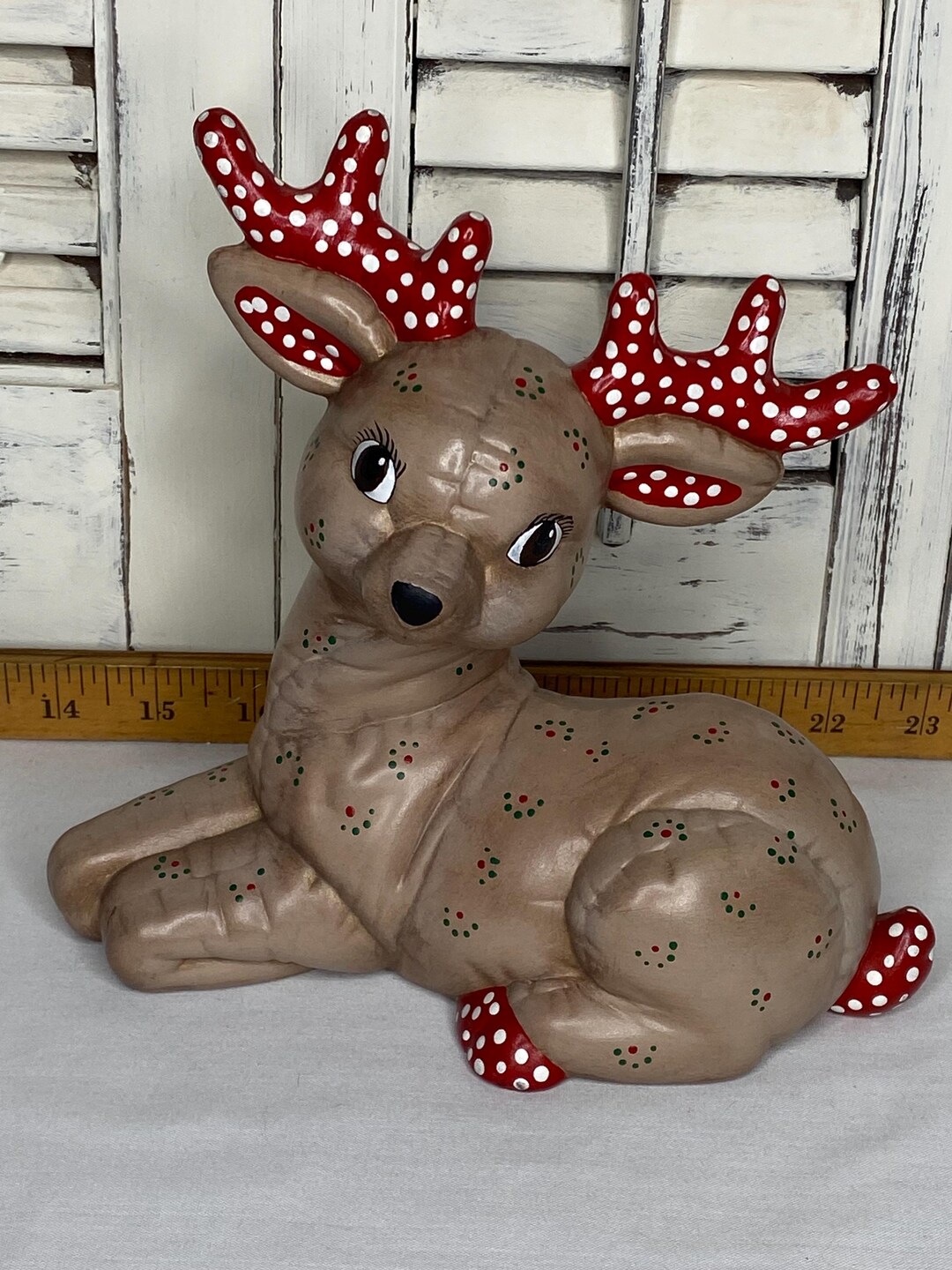 Vintage Kimple Quilted Ceramic Deer Laying - Etsy