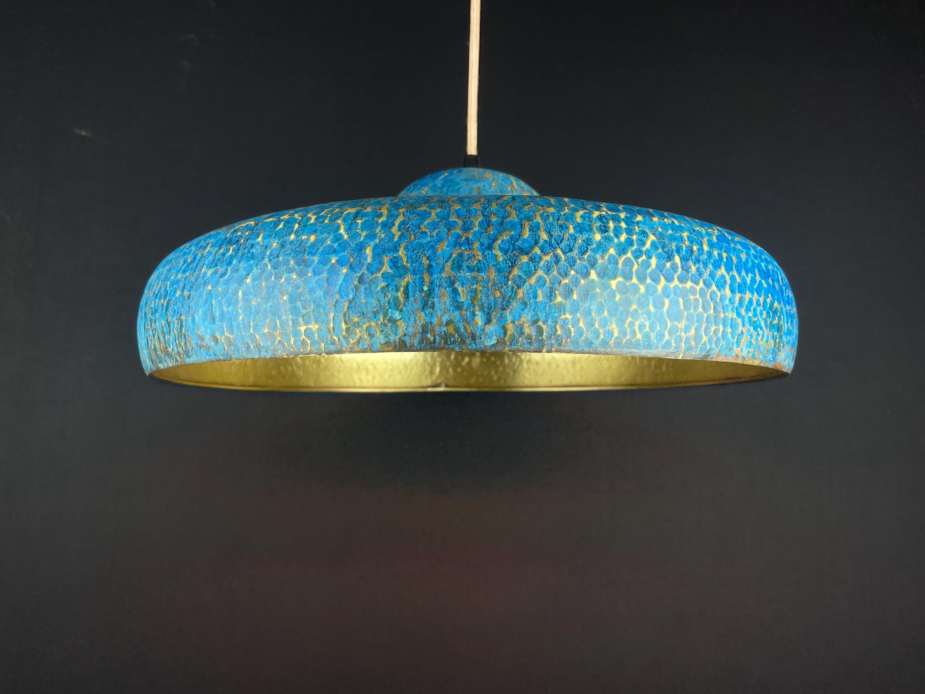 Artisanal Blue Patina Brass Pendant Light - Industrial Light Modern ...