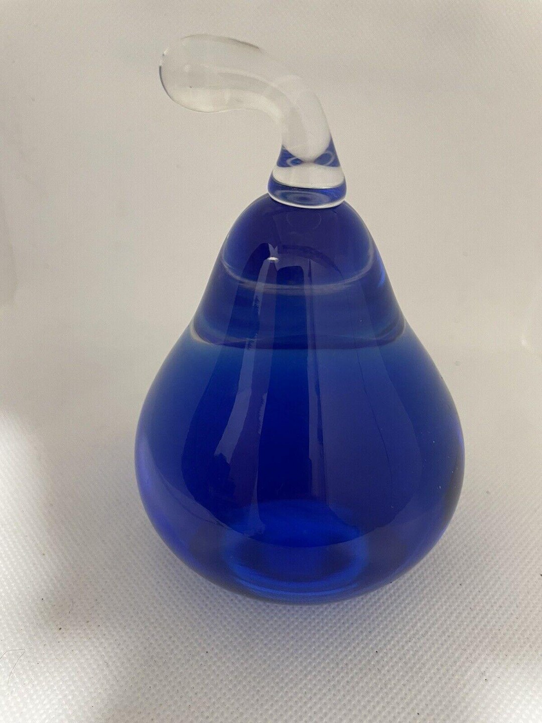 Blue Pear Art Glass Paperweight Ornament With Clear Stem - Etsy