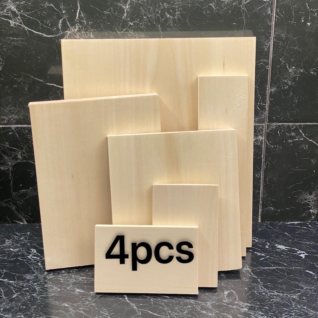 4 Pcs Basswood Craft Blank: Smooth Wood Board for Carving, Pyrography ...
