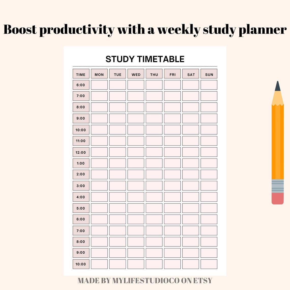 Study Timetable, Weekly Study Schedule, Study Planner, Time Management ...