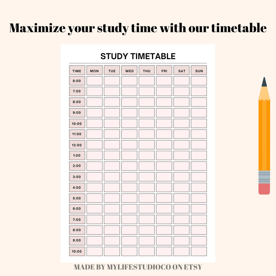 Study Timetable, Weekly Study Schedule, Study Planner, Time Management ...
