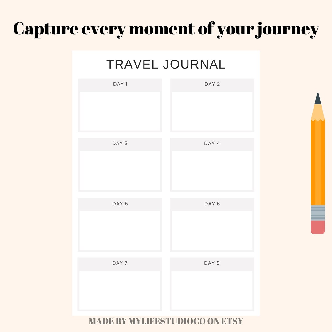 Printable Travel Journal | Vacation Diary | Trip Planner & Memory Book ...