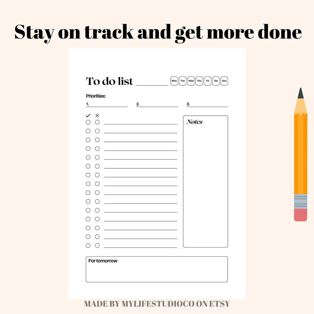 To Do List Printable | Daily Task Organizer | Productivity Planner ...