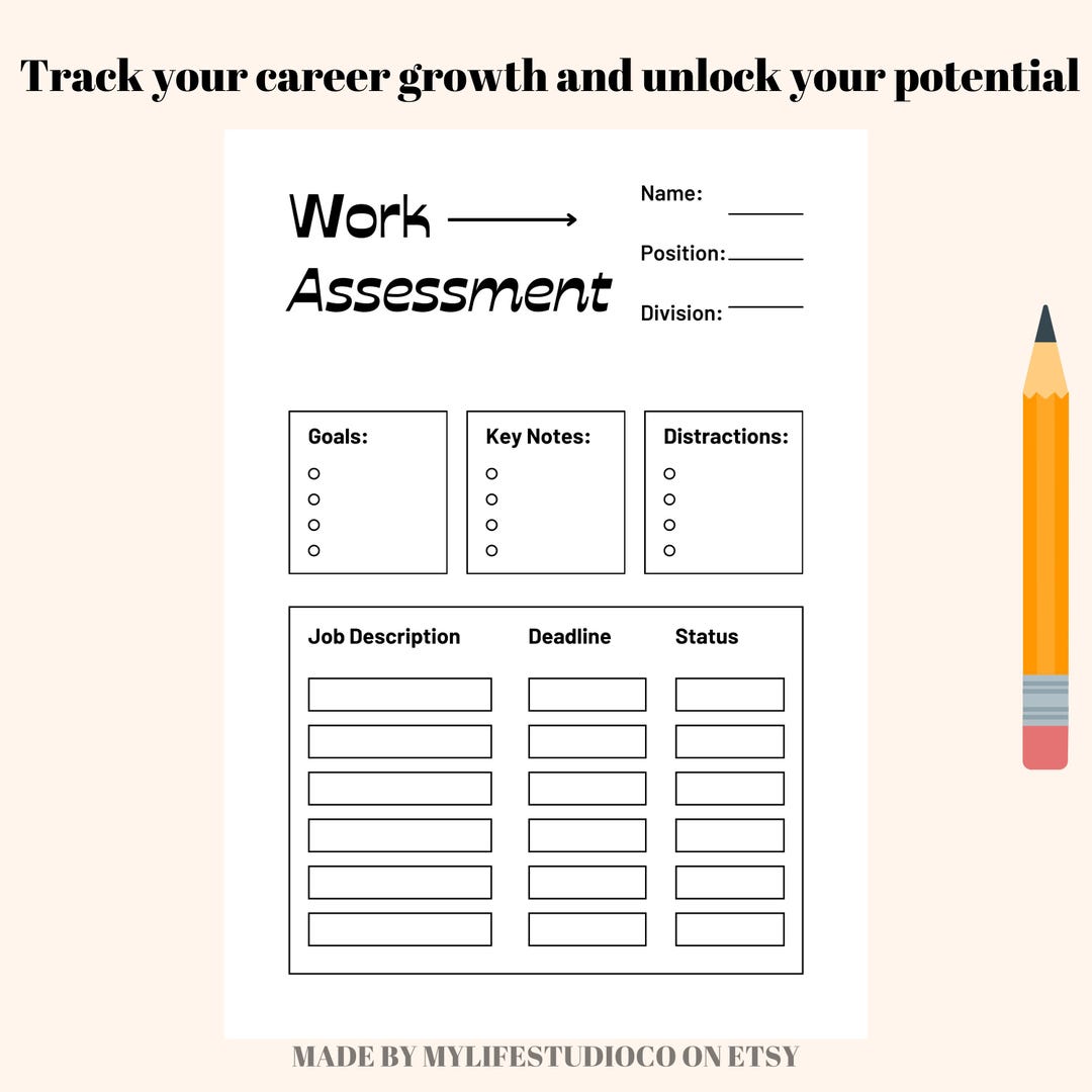Work Assessment Template | Job Performance Tracker | Employee ...