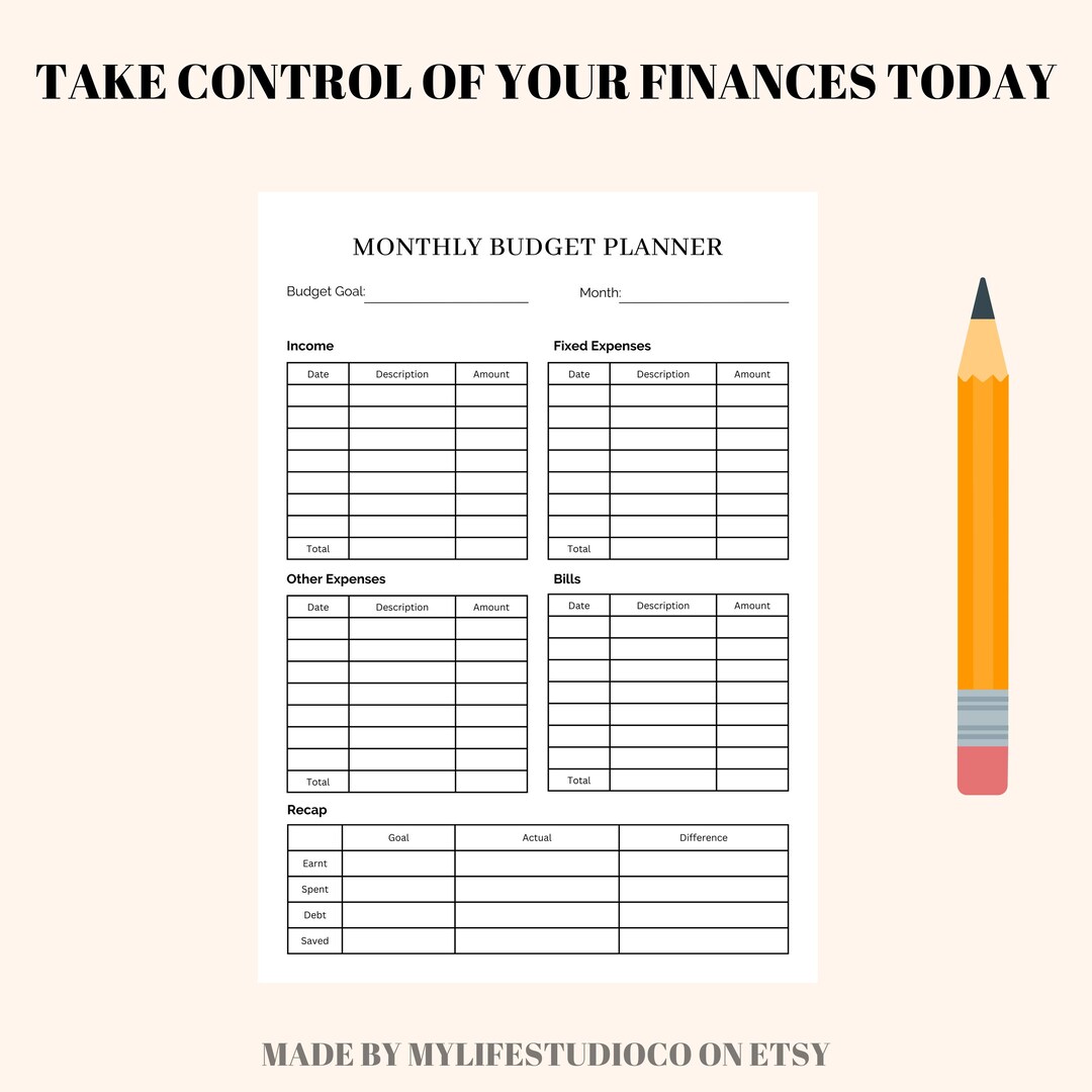 Monthly Budget Planner | Expense Tracking, Savings Goals & Financial ...