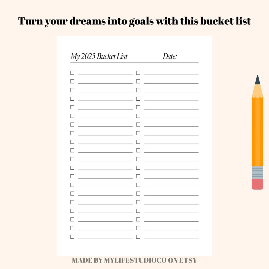 Bucket List Printable | Life Goals Planner | Adventure Checklist ...
