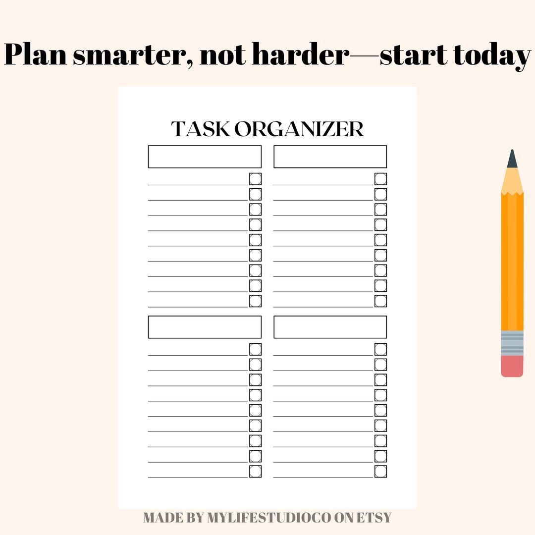 Task Organizer Printable, Daily To-do List, Productivity Planner, Task ...