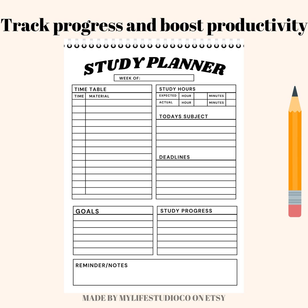 Study Planner Printable | Student Organizer | Academic Planner | Study ...
