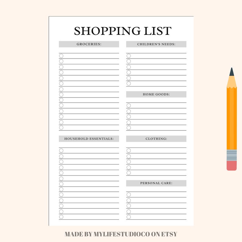Shopping List Printable | Grocery List Planner | Smart Shopping ...