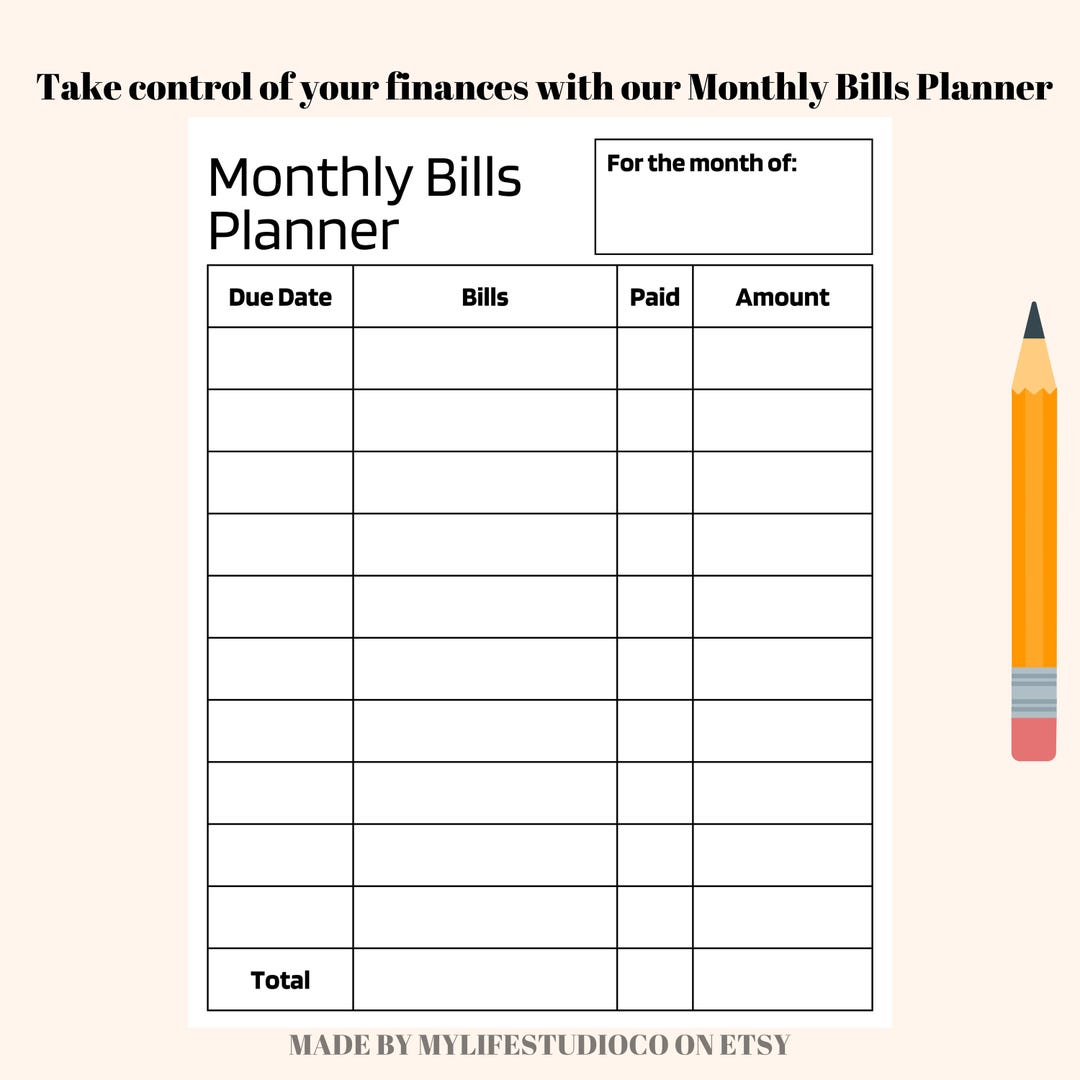 Monthly Bills Planner - Budget Tracker, Expense Organizer,bill Reminder ...