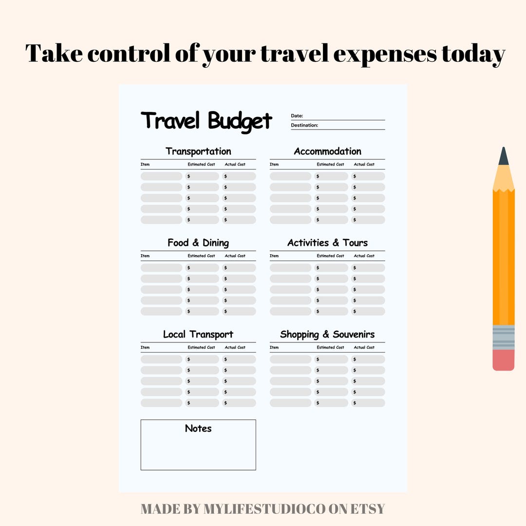 Printable Travel Budget Planner | Vacation Expense Tracker | Trip ...
