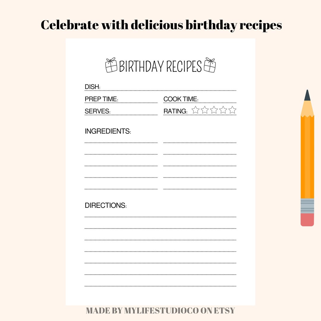Birthday Recipes | Printable Recipe Cards | Party Meal Planner ...