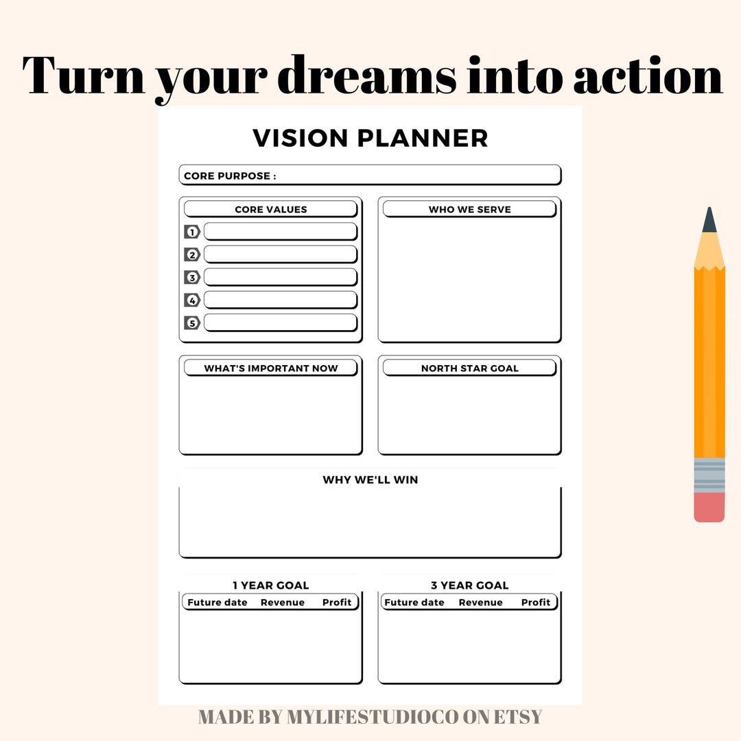 Vision Planner | Goal Setting Printable | Digital Vision Board ...