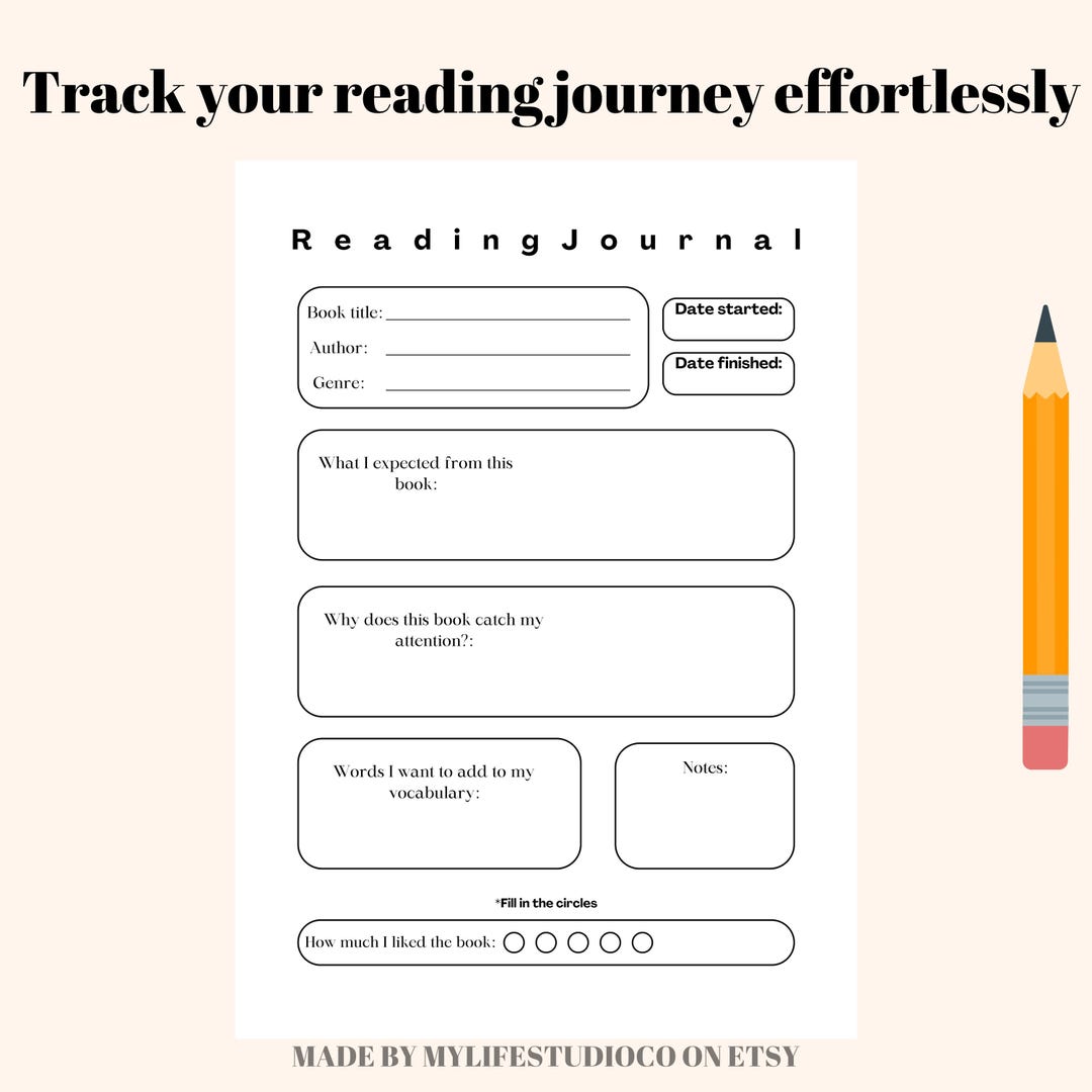 Reading Journal | Book Tracker | Printable Reading Log | Book Review ...