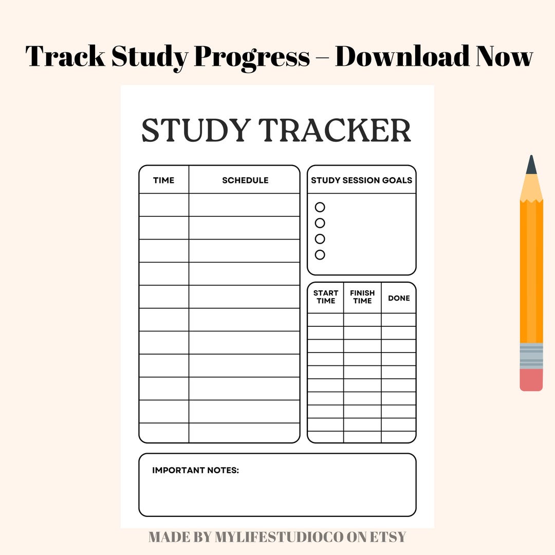Study Tracker | Printable Study Log | Homework Tracker | Academic ...